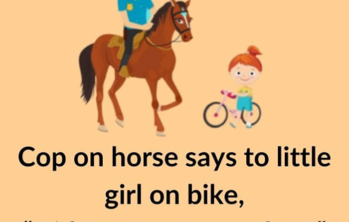 Cop on horse says to a little girl - Funny Good Stories