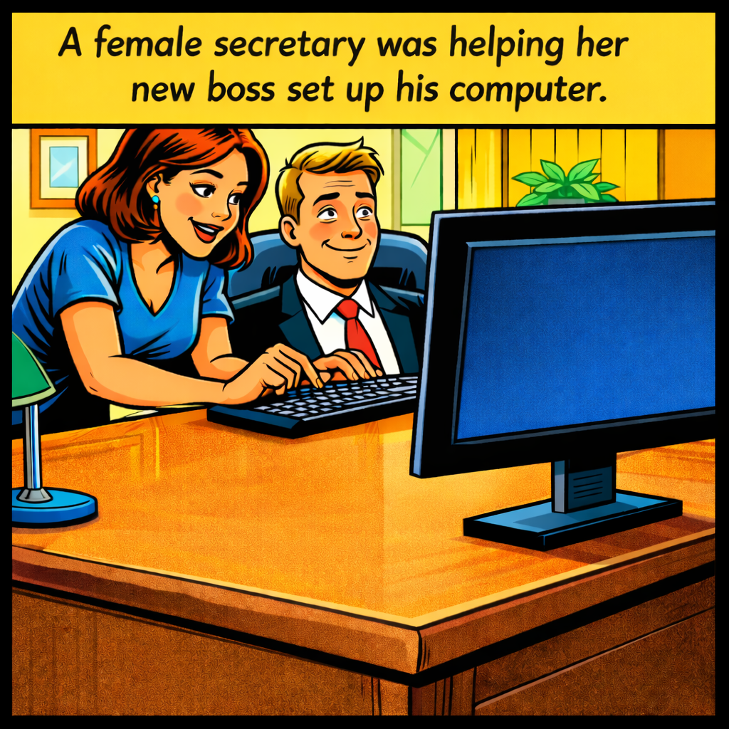 Video: A female secretary was helping her new boss set up his computer ...