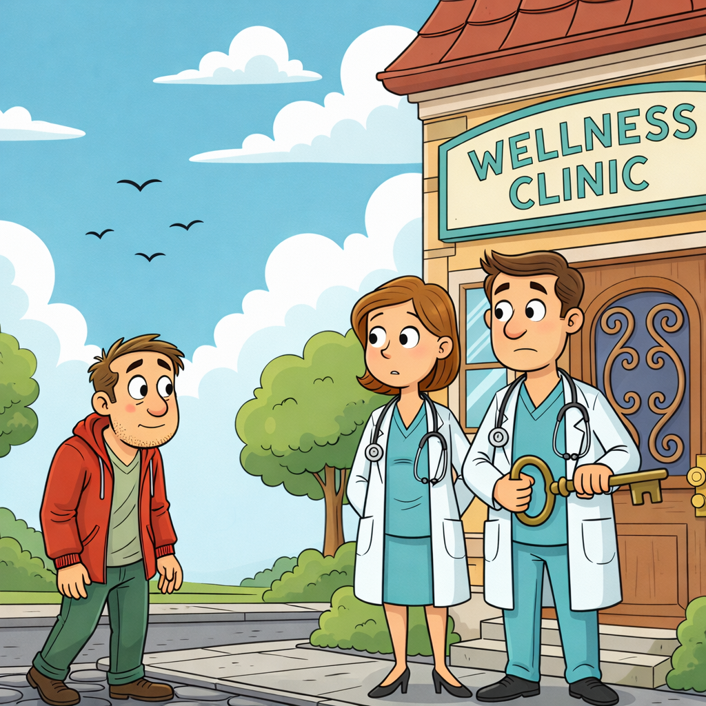 Two doctors are in front of their clinic - Funny Good Stories
