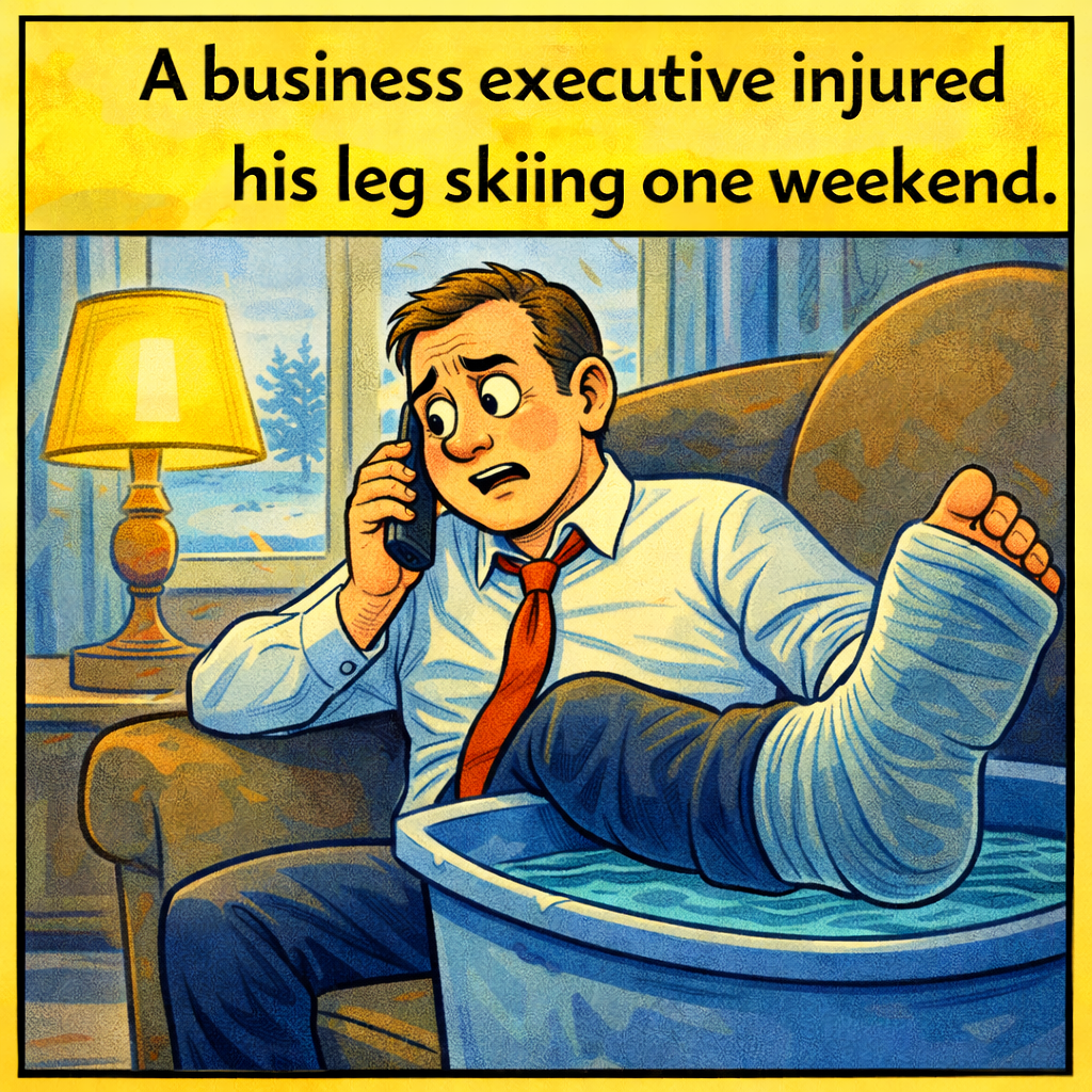 A business executive injured his leg skiing one weekend - Funny Good ...