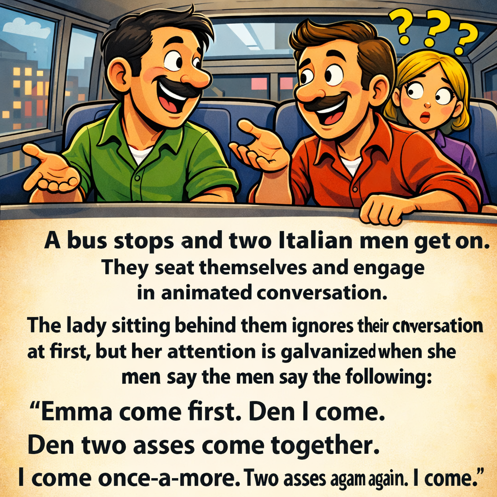 A bus stops and two Italian men get on - Funny Good Stories